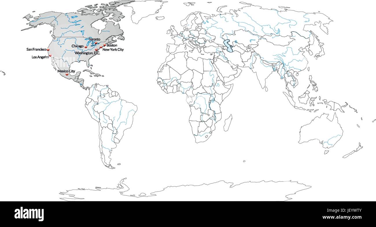card, outline, north america, globe, planet, earth, world, borders ...