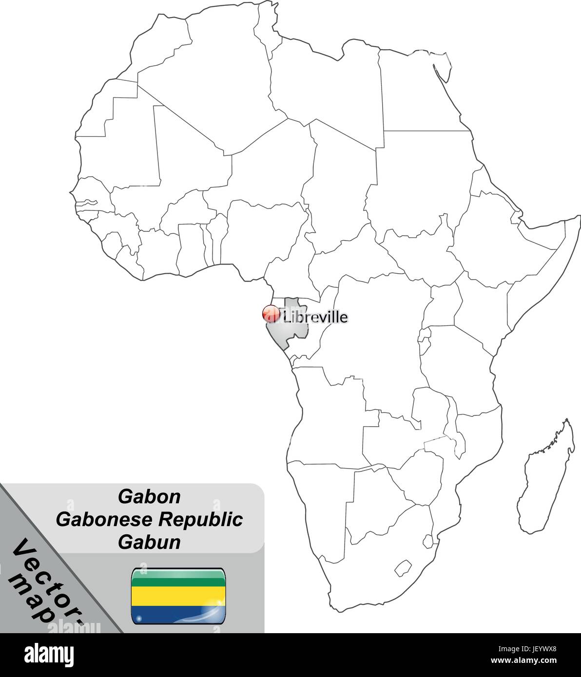 island map of gabon with capitals in gray Stock Vector Image & Art - Alamy