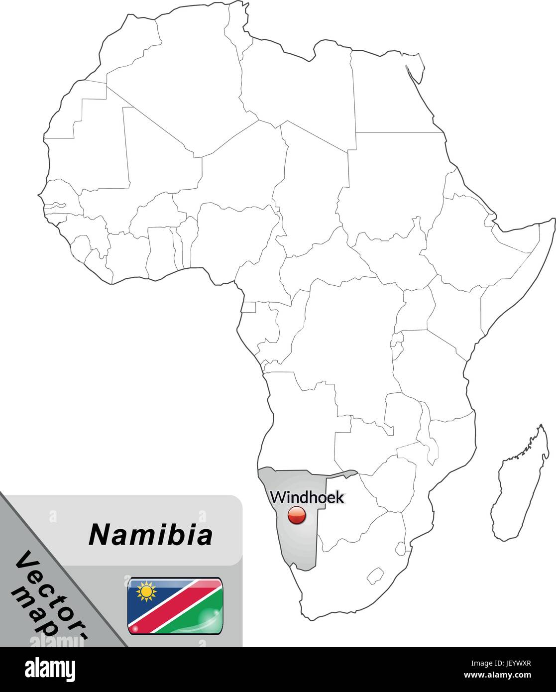 island map of namibia with capitals in gray Stock Vector Image & Art ...