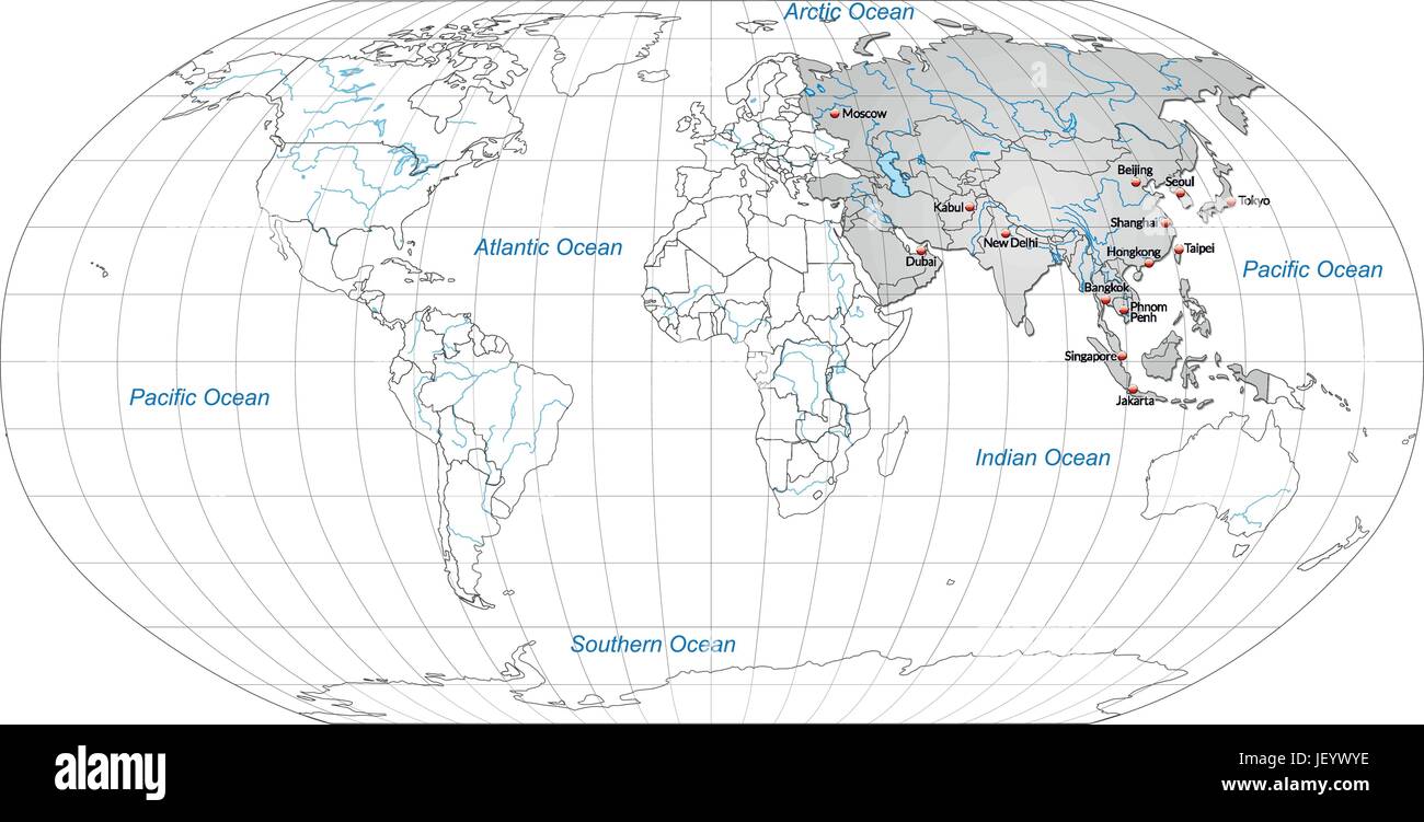 Map of asia Cut Out Stock Images & Pictures - Alamy
