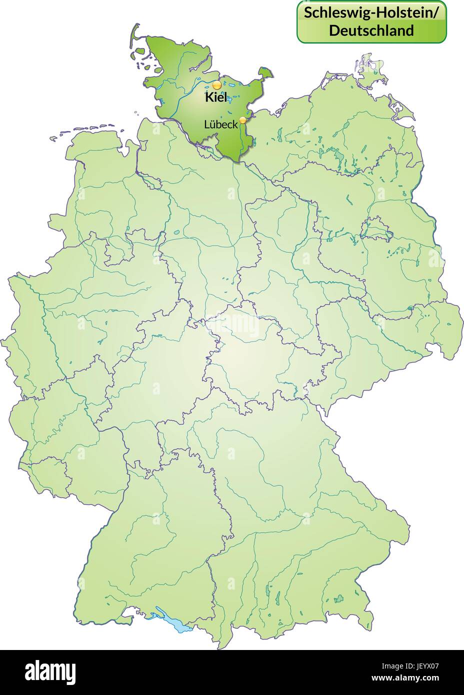 map of schleswig-holstein with capitals in green Stock Vector Image ...