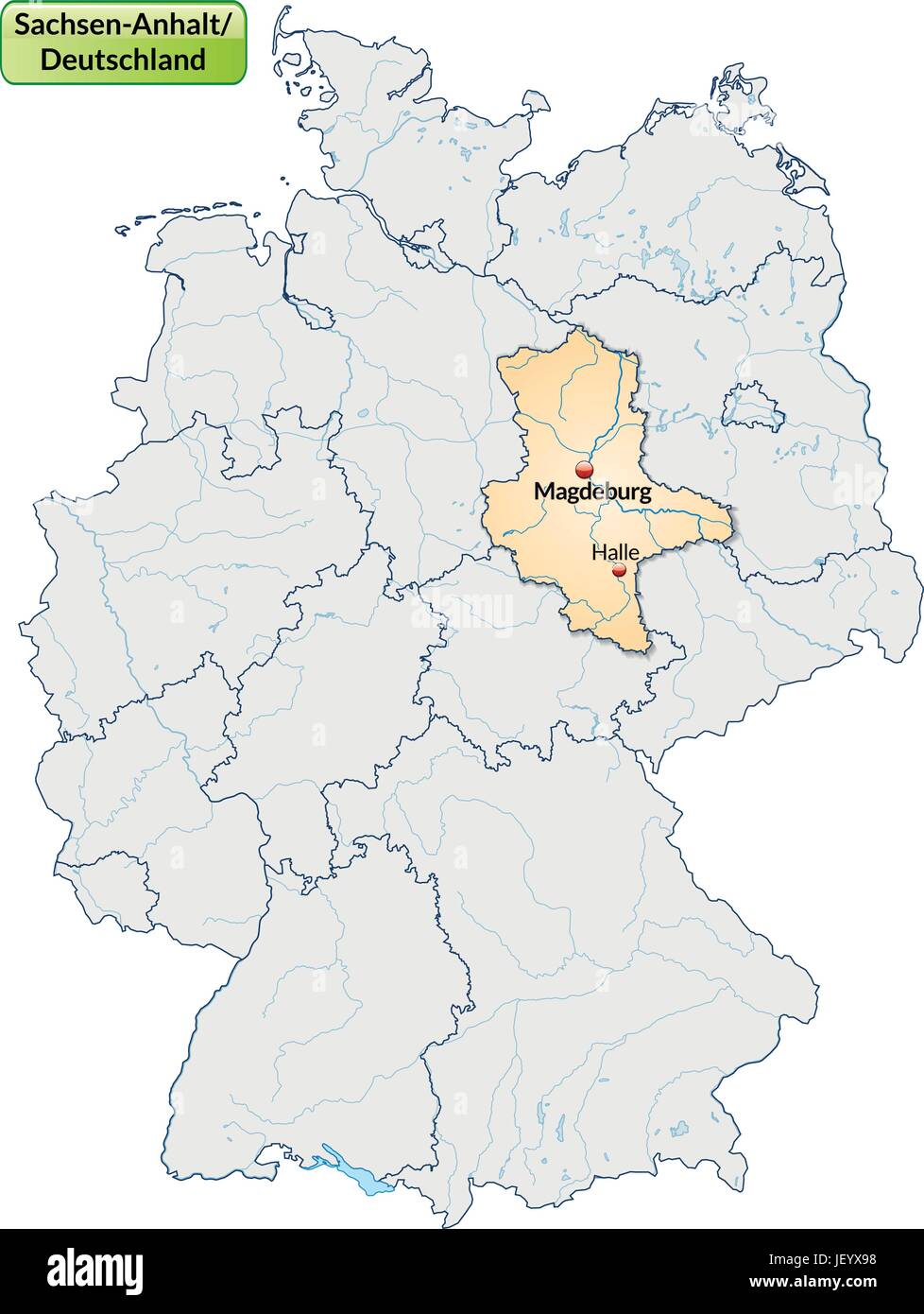map of saxony-anhalt with capitals in pastel orange Stock Vector Image ...