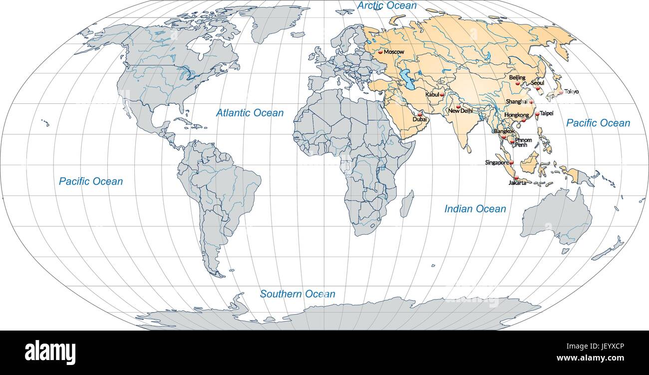 Mapa Del Atlas De Asia