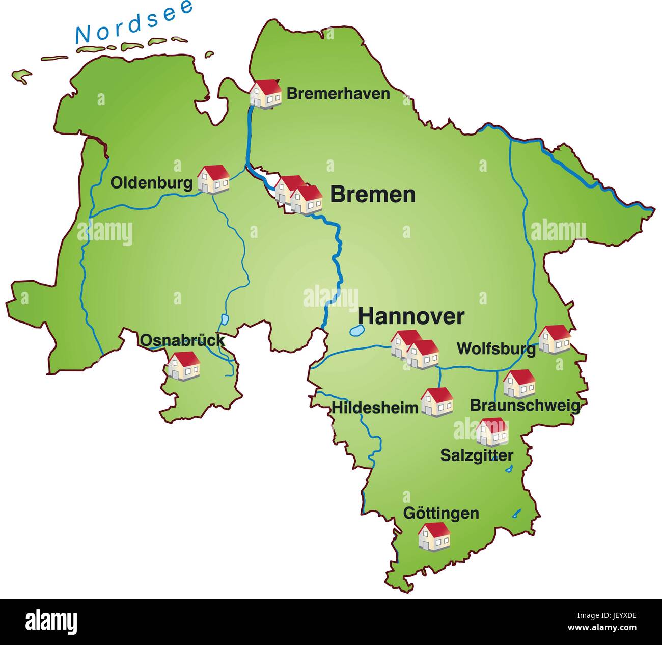 card, lower saxony, state, atlas, map of the world, map ...