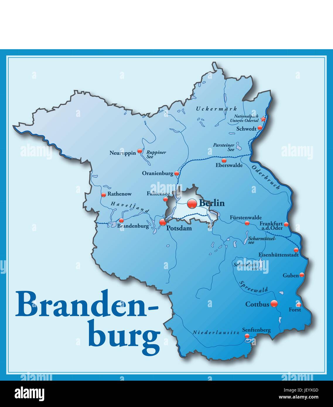 map of brandenburg as an overview map in blue Stock Vector Image & Art ...