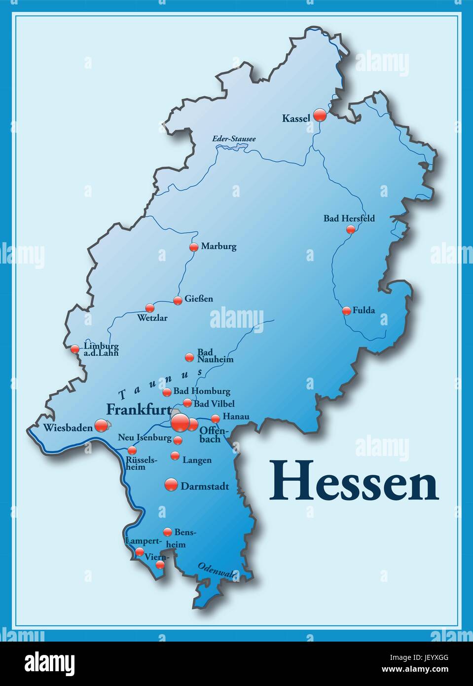 map of hesse as an overview map in blue Stock Vector Image & Art - Alamy