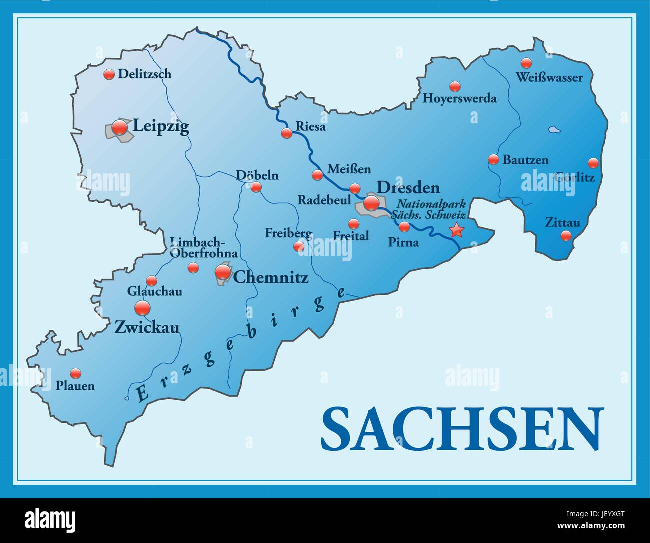 island map of saxony as an overview map in blue Stock Vector Image ...
