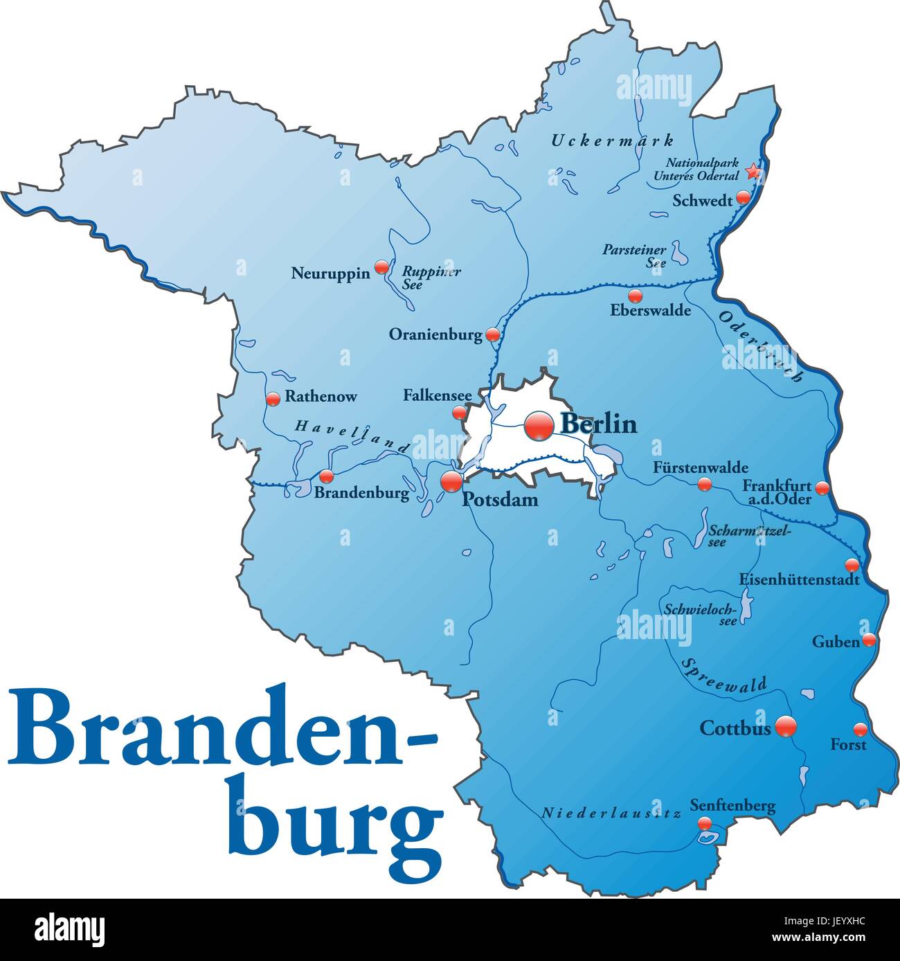 map of brandenburg as an overview map in blue Stock Vector Image & Art ...