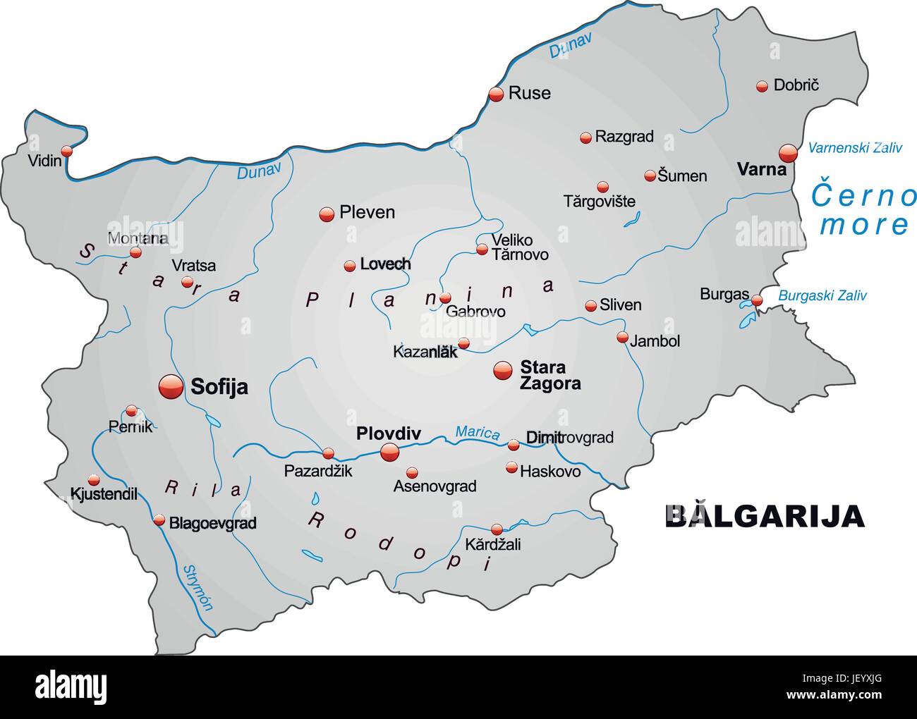 map of bulgaria as an overview map in gray Stock Vector Image & Art - Alamy