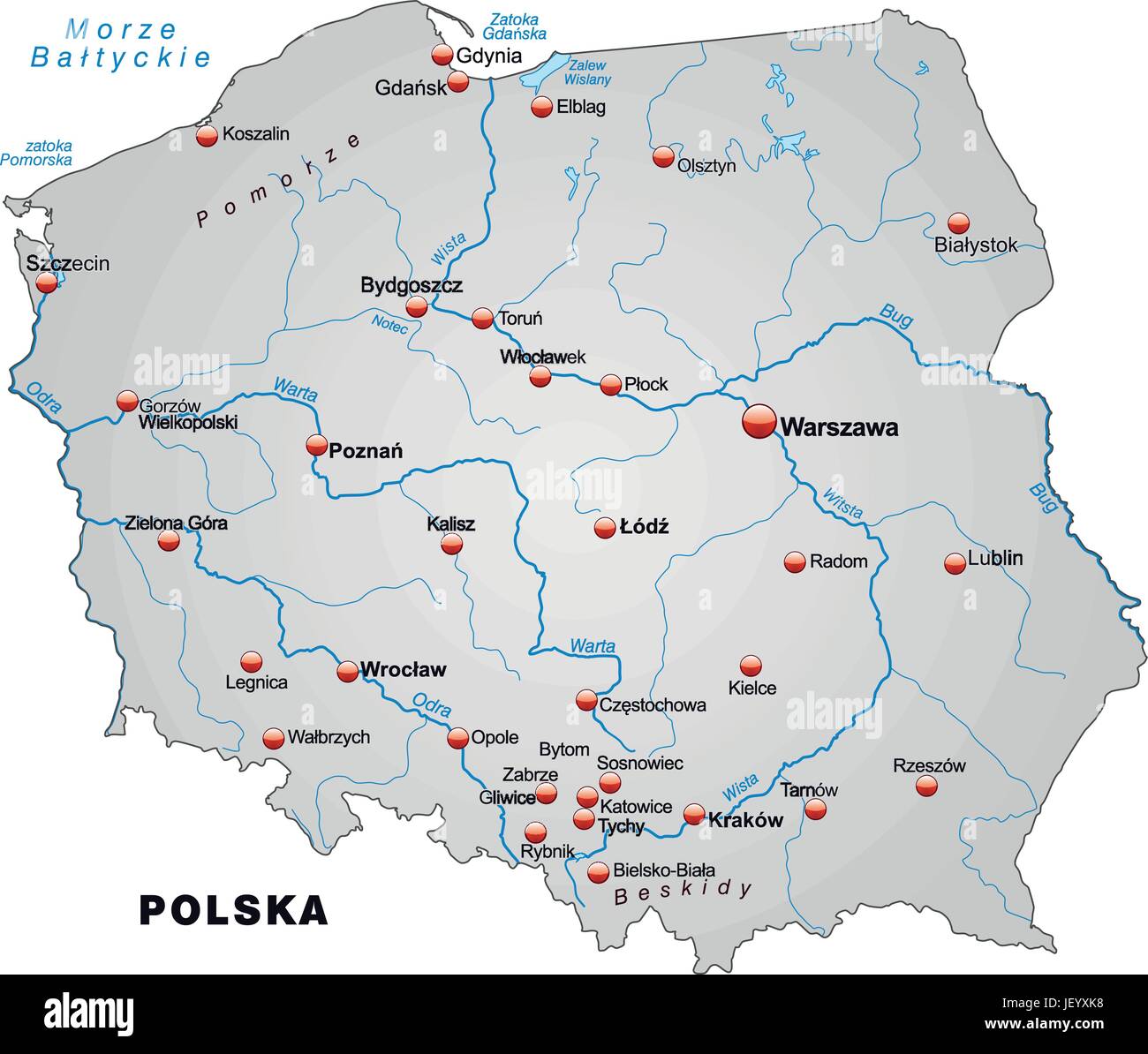 poland, card, outline, borders, atlas, map of the world, map ...