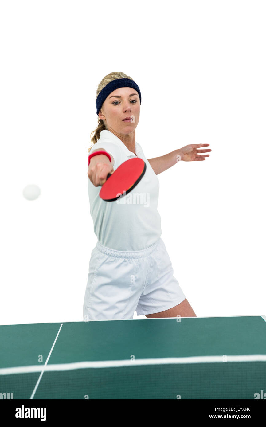 Female athlete playing table tennis Stock Photo - Alamy