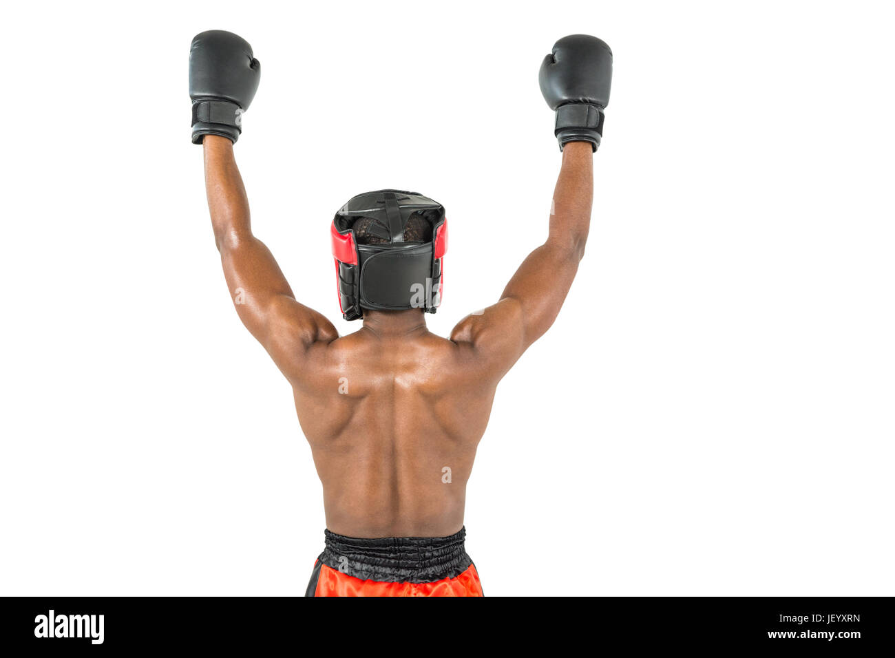Boxer posing after victory Stock Photo - Alamy