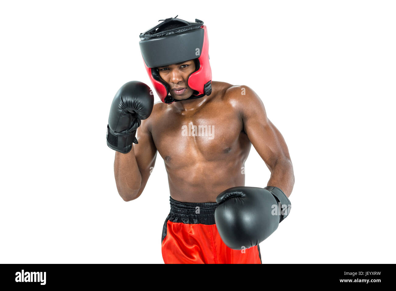 Boxer performing boxing stance Stock Photo - Alamy
