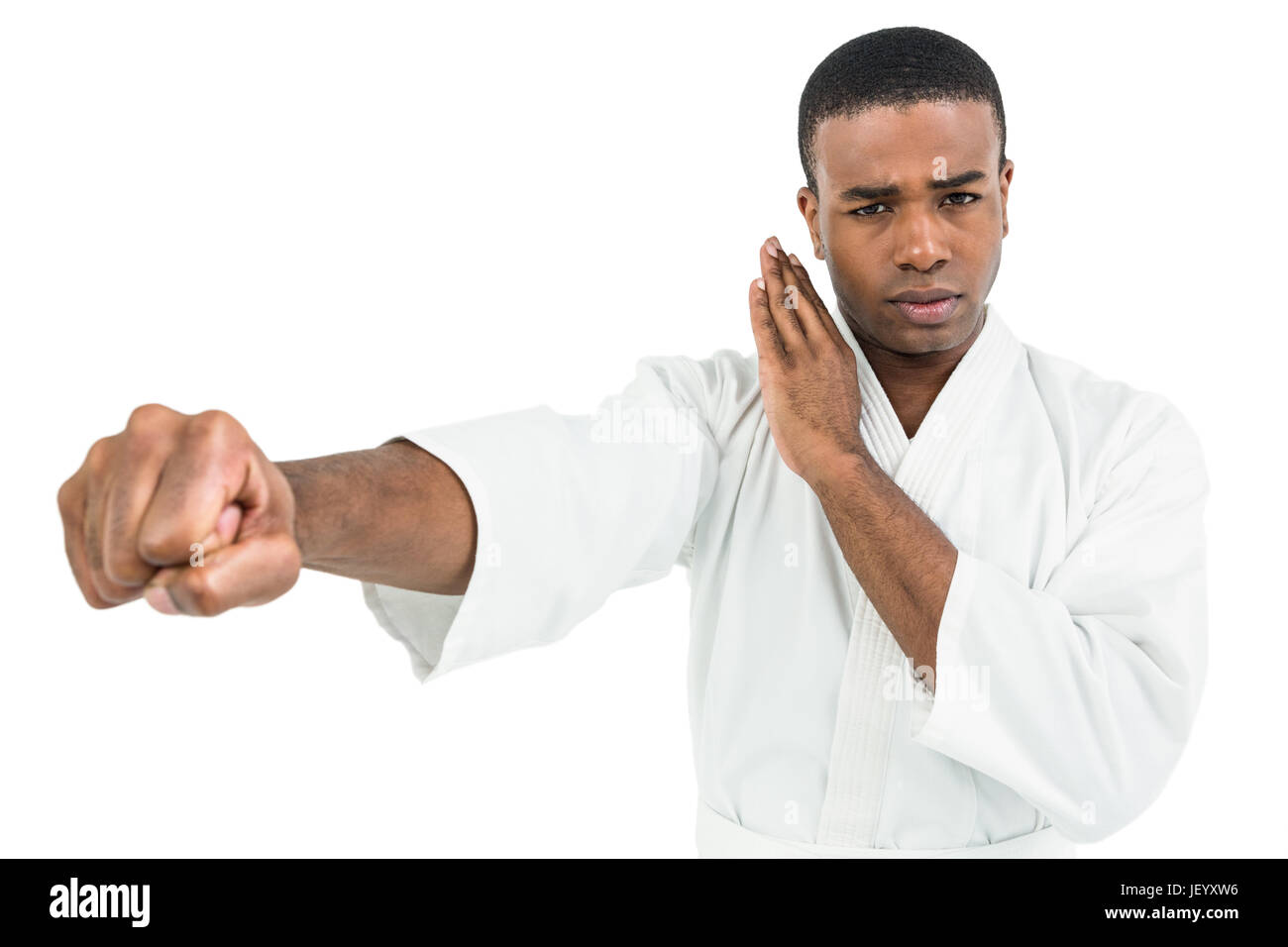 Fighter performing karate stance Stock Photo - Alamy