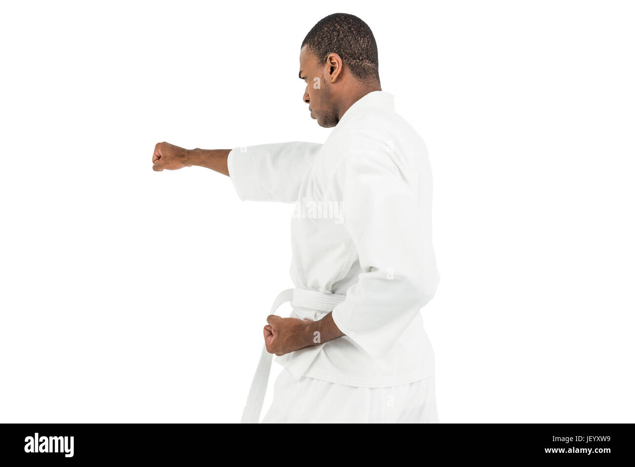 Fighter performing karate stance Stock Photo - Alamy
