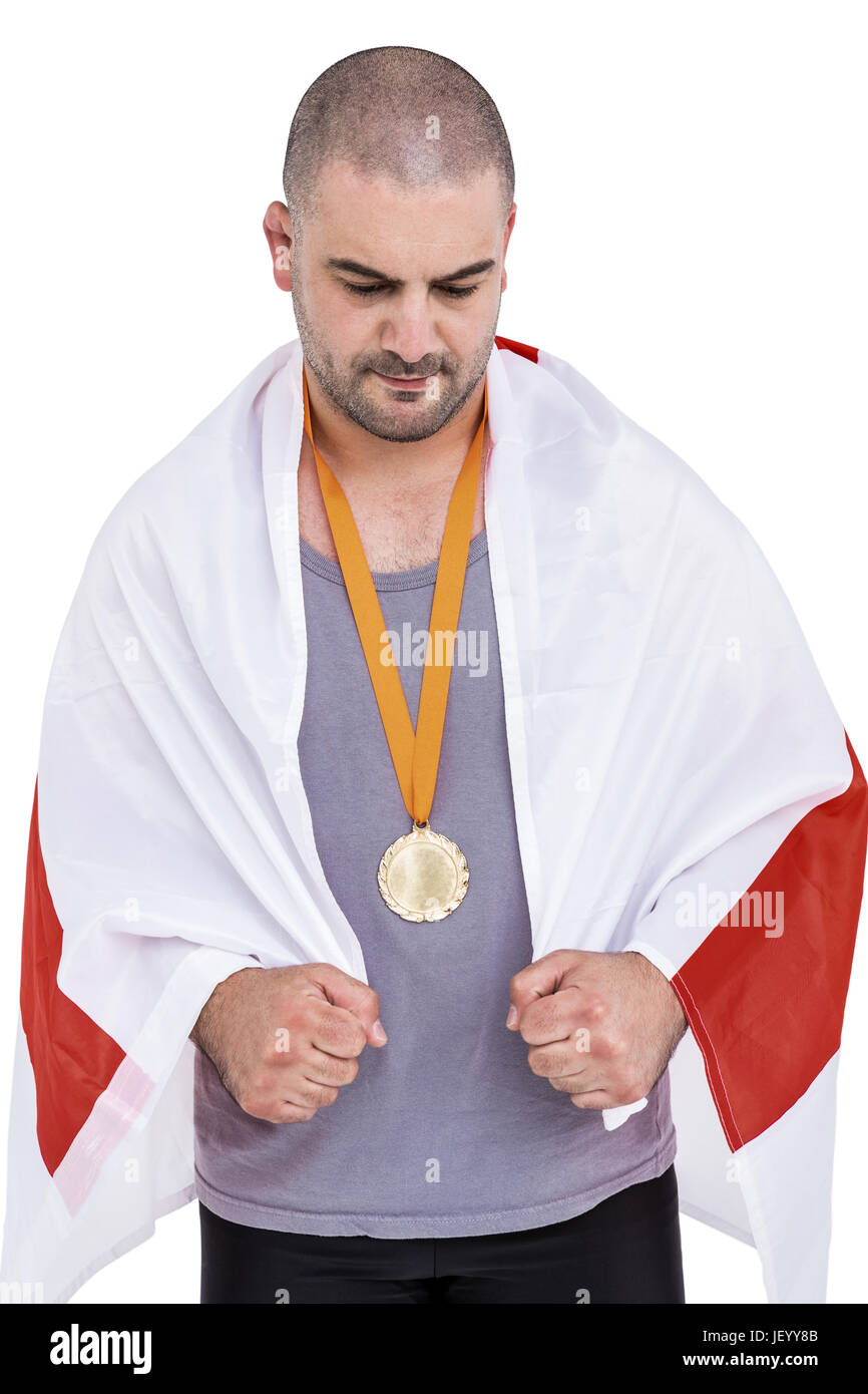 Athlete with olympic gold medal Stock Photo - Alamy