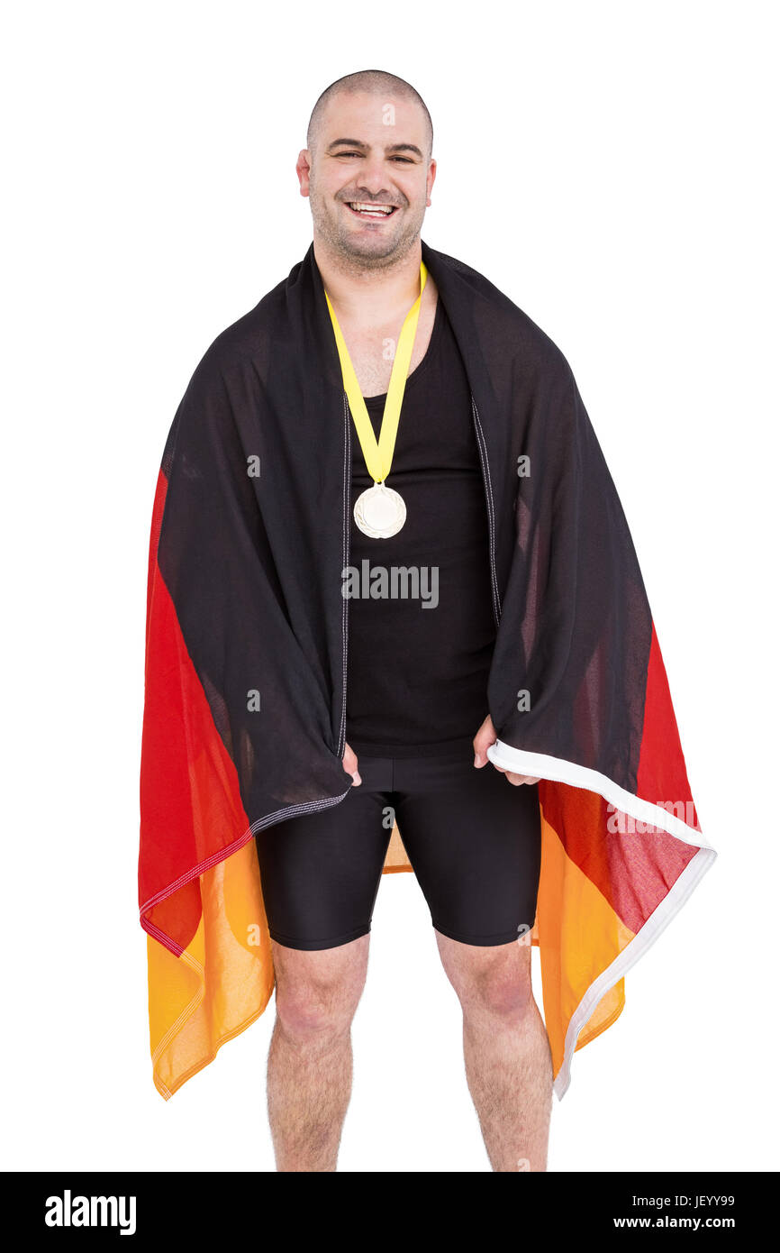 Athlete with olympic gold medal Stock Photo - Alamy