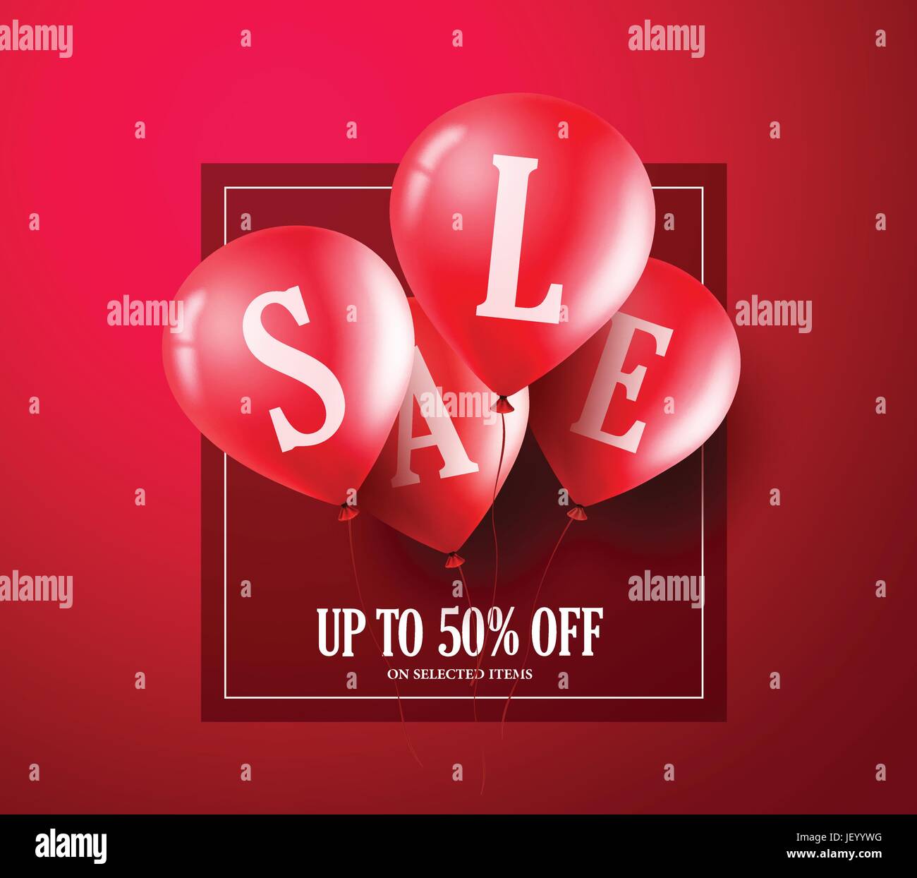 Red sale balloons vector banner design. Balloons with sale text flying ...