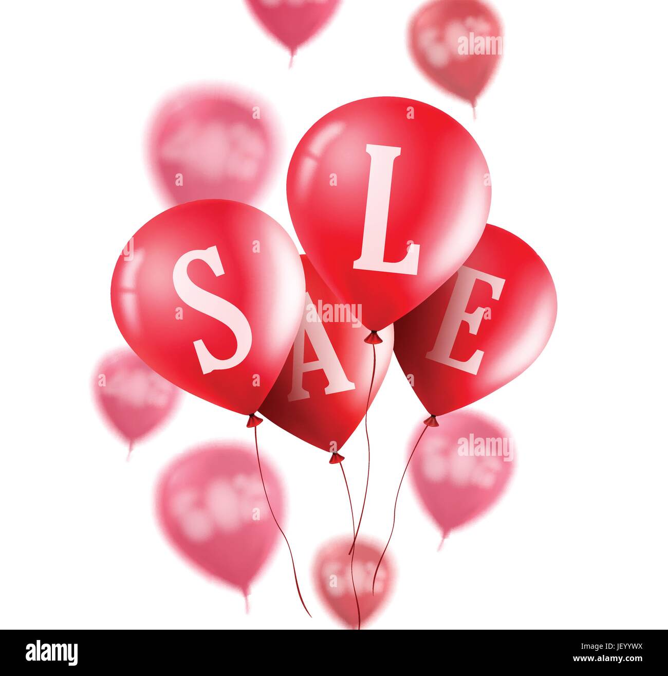 Red sale balloons vector banner. Flying red sale balloons and other ...