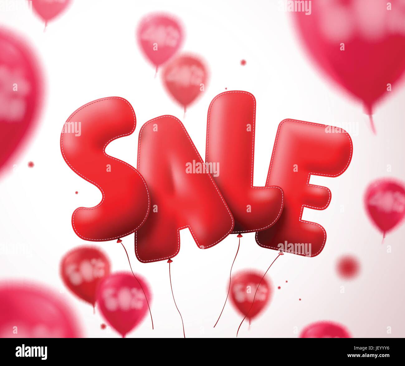Sale balloon text vector banner design. Flying red sale shape with ...