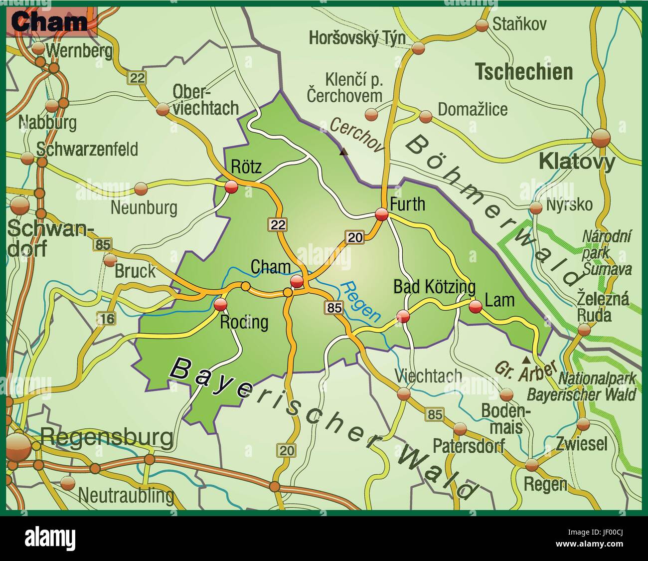 map of cham with transport network Stock Vector Image & Art - Alamy