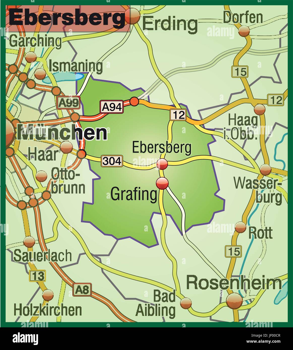 map of ebersberg with transport network Stock Vector Image & Art - Alamy