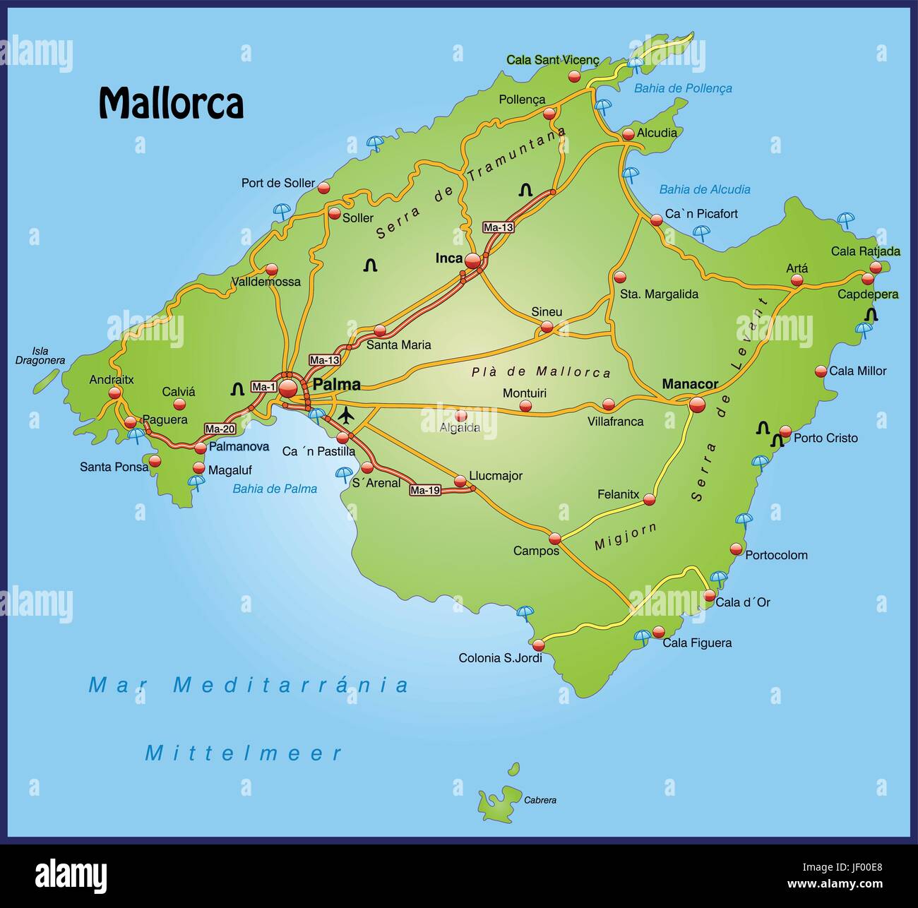 Mallorcakarte Stock Vector Images - Alamy