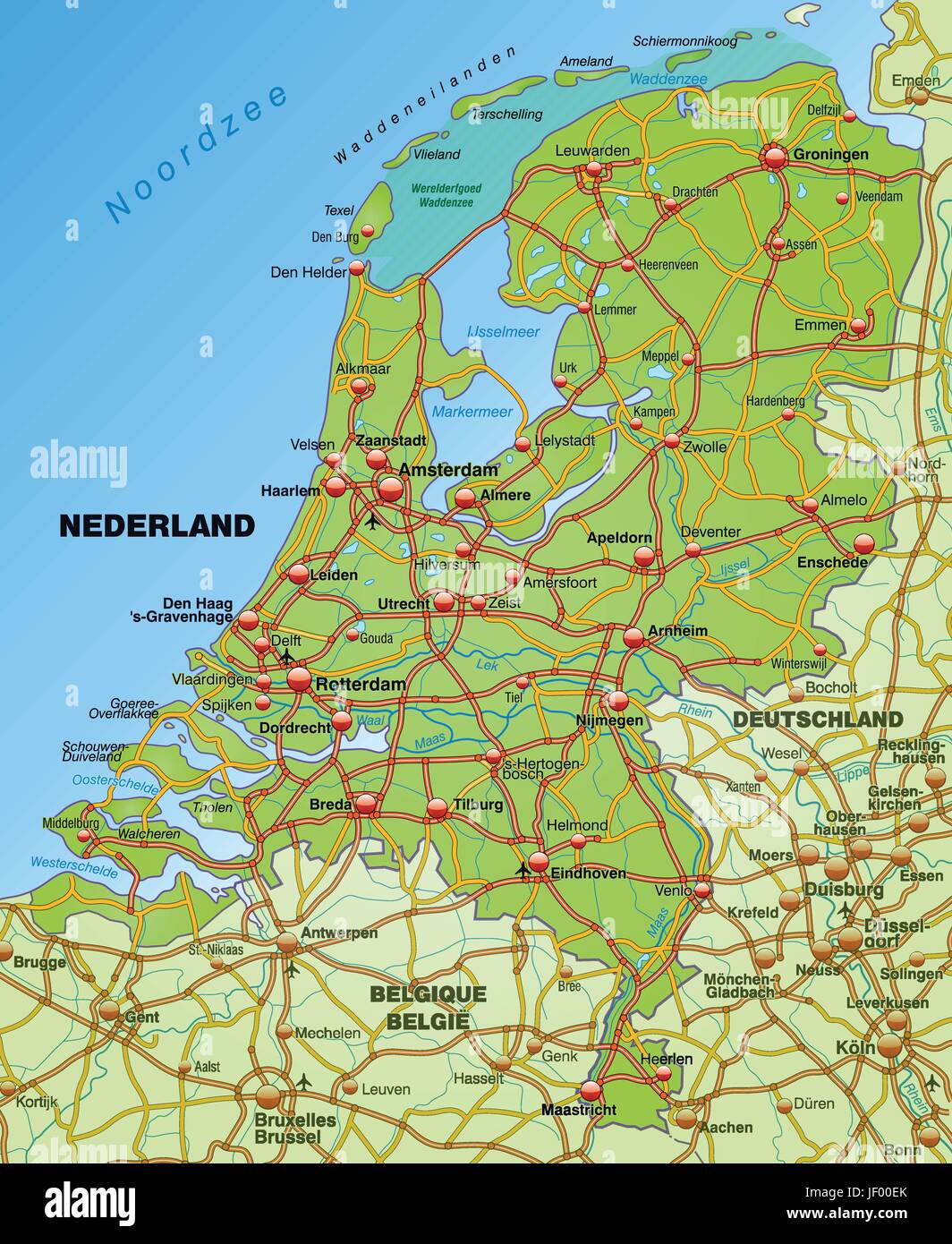 map of netherlands with transport network Stock Vector Image & Art - Alamy