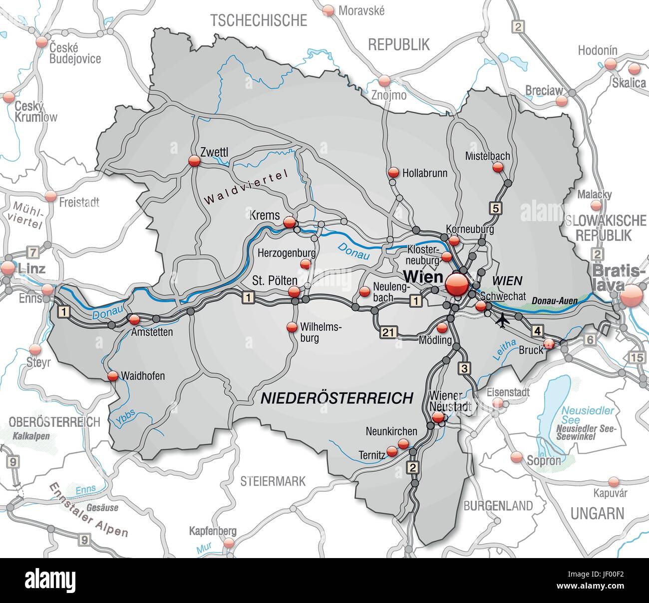 Map lower austria overview map hi-res stock photography and images - Alamy