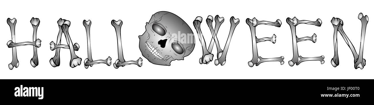 scary, bone, halloween, spooky, horror, vector, illustration, scary ...
