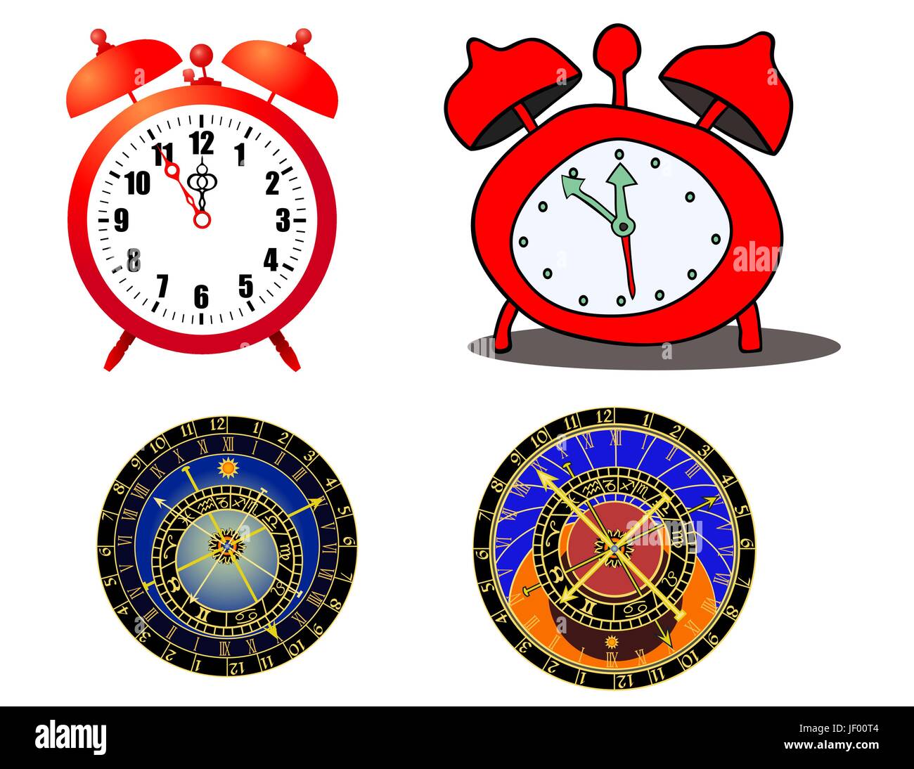 object, isolated, clock, date, time, time indication, bell, zodiac ...