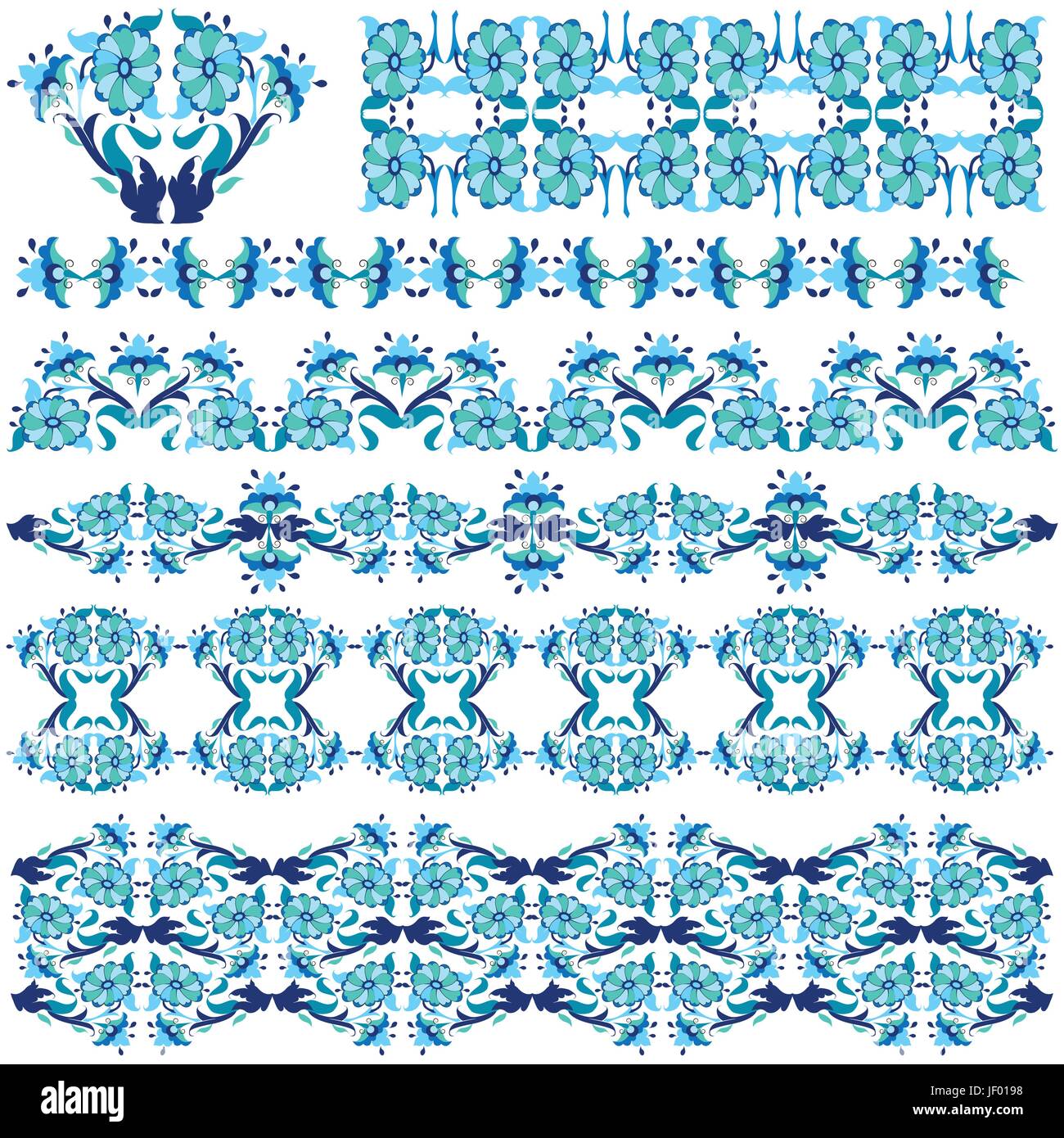 blue, antique, traditional, pattern, anatolia, floral, border, blue ...