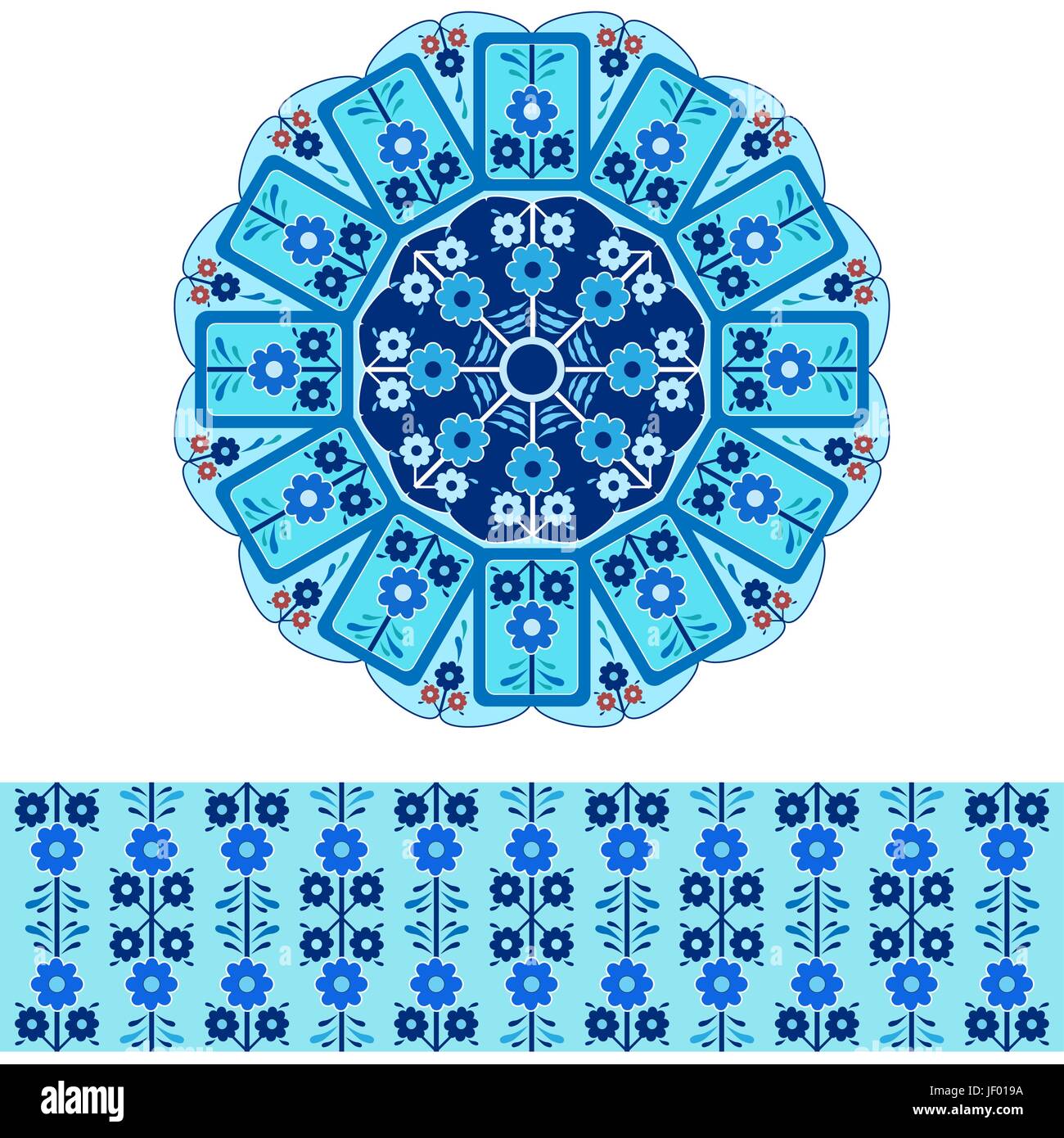 antique, traditional, pattern, anatolia, oriental, floral, design, blue ...