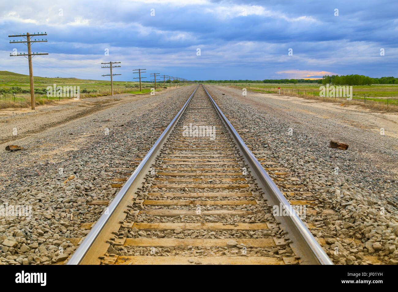 Railroad Tracks and Transmission Lines Stock Photo - Alamy