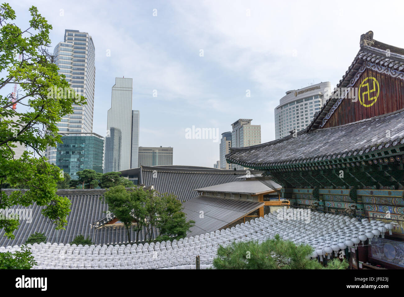 bongeunsa temple with gangnam in the background Stock Photo - Alamy