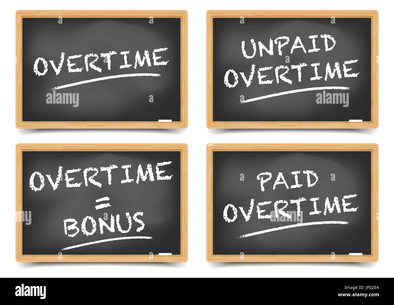Blackboard Overtime Concepts Stock Photo - Alamy