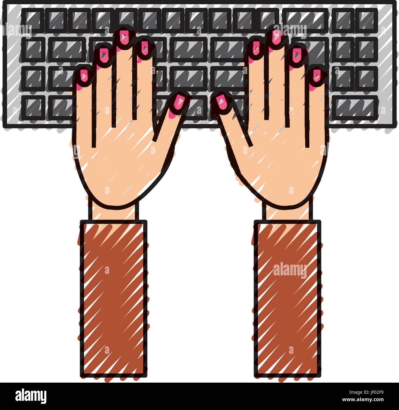 Hand monitor typing keyboard Stock Vector Images - Alamy