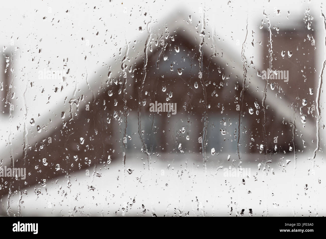 The view from the windows on the house at the time of snowfall Stock ...