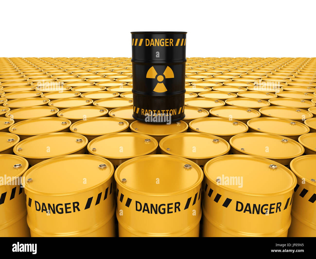Yellow and black radioactive barrels Stock Photo - Alamy
