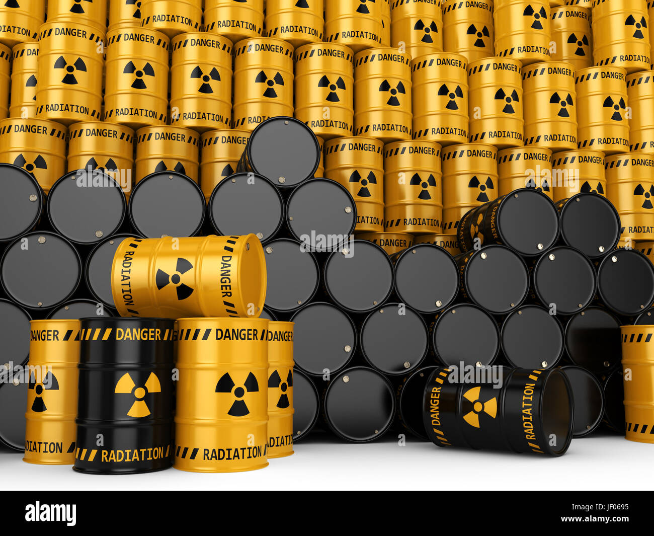 Yellow and black radioactive barrels Stock Photo - Alamy