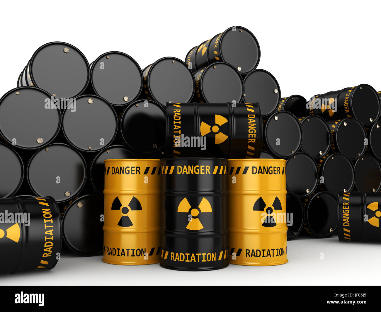 Yellow and black radioactive barrels Stock Photo - Alamy
