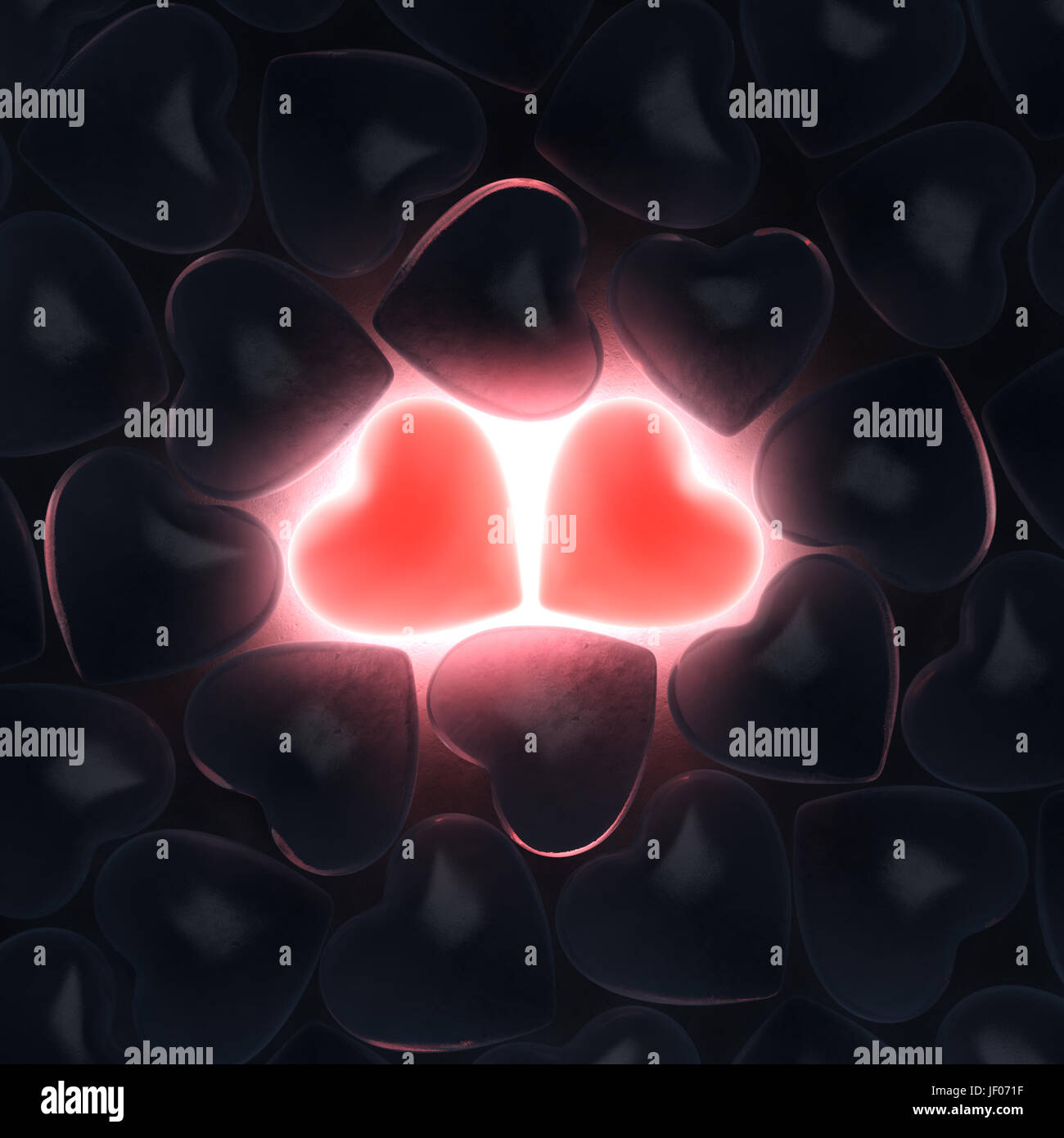 3D rendering beautiful glowing hearts Stock Photo - Alamy
