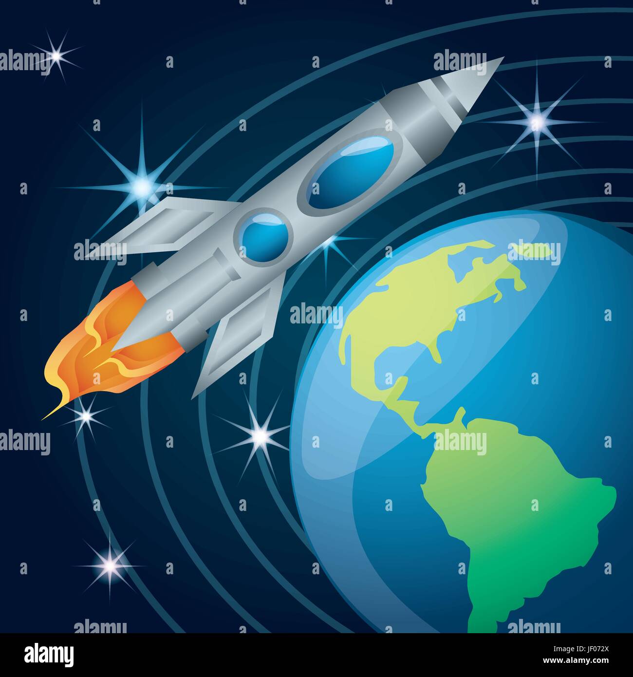 earth planet with rocket flying near Stock Vector Image & Art - Alamy