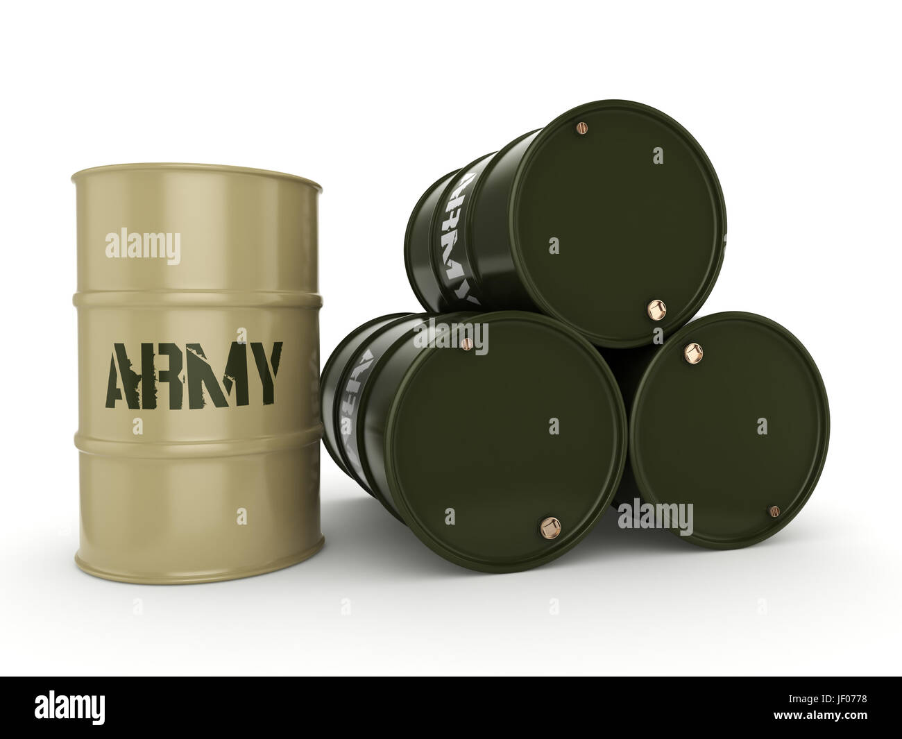 3D rendering army barrels Stock Photo - Alamy