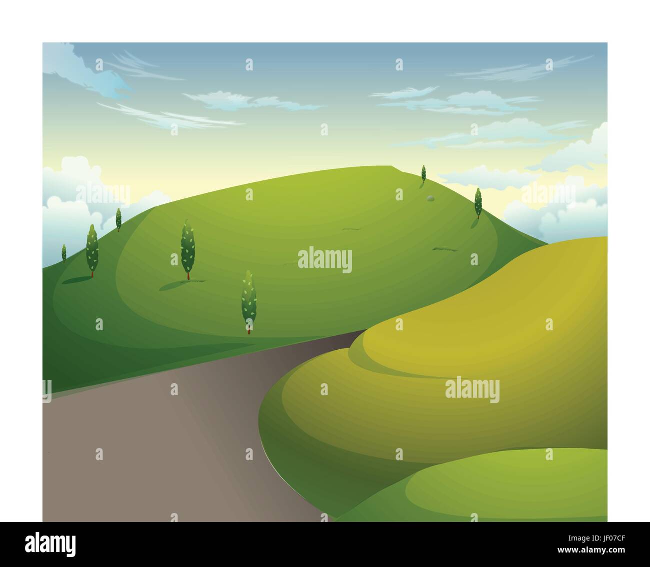Mountains trees pathway Stock Vector Images - Alamy