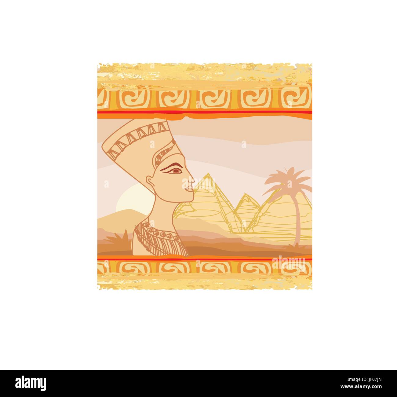Old paper egyptian queen pyramide portrait card hi-res stock ...
