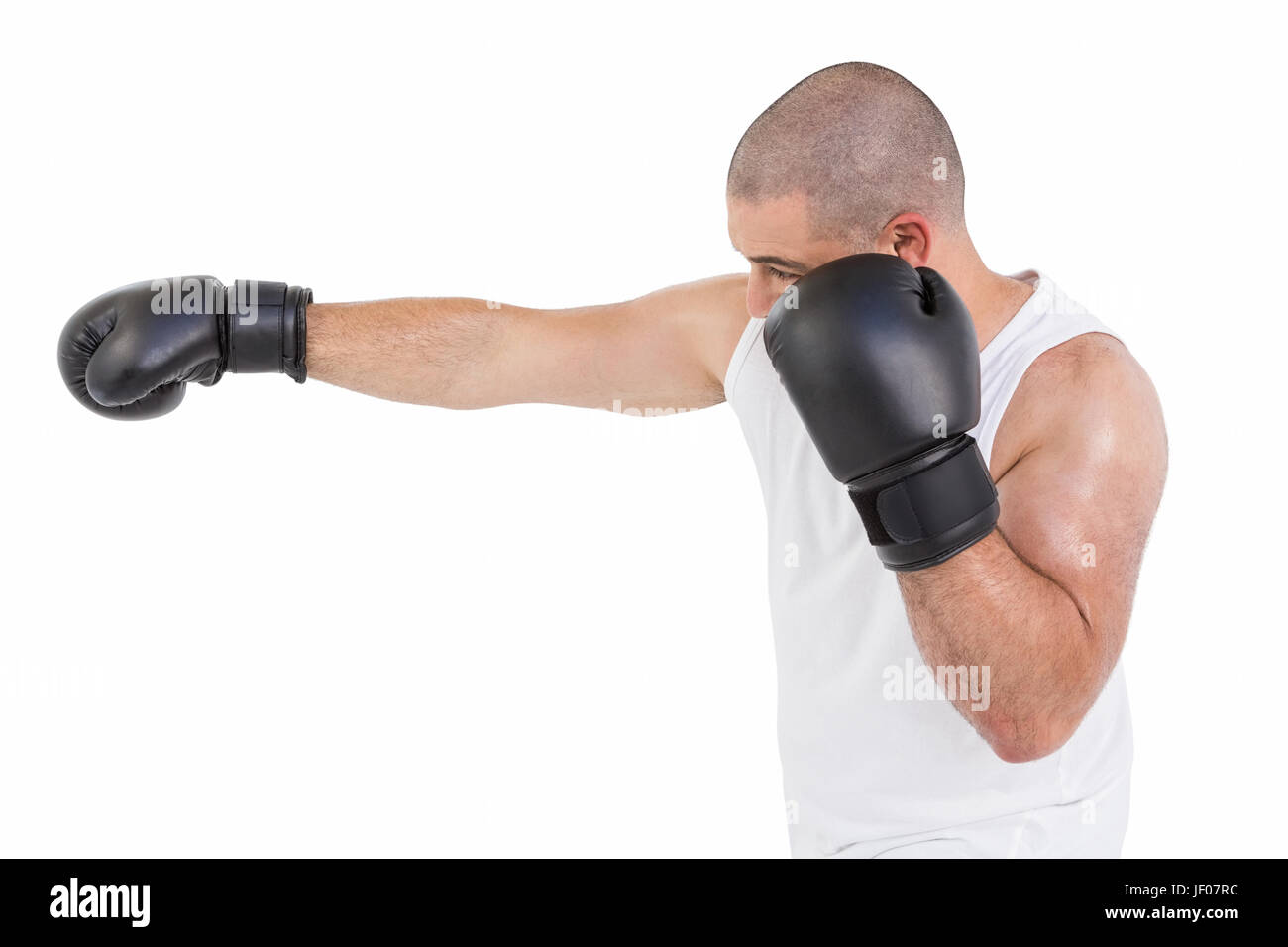 Side view of boxer hitting straight Stock Photo - Alamy
