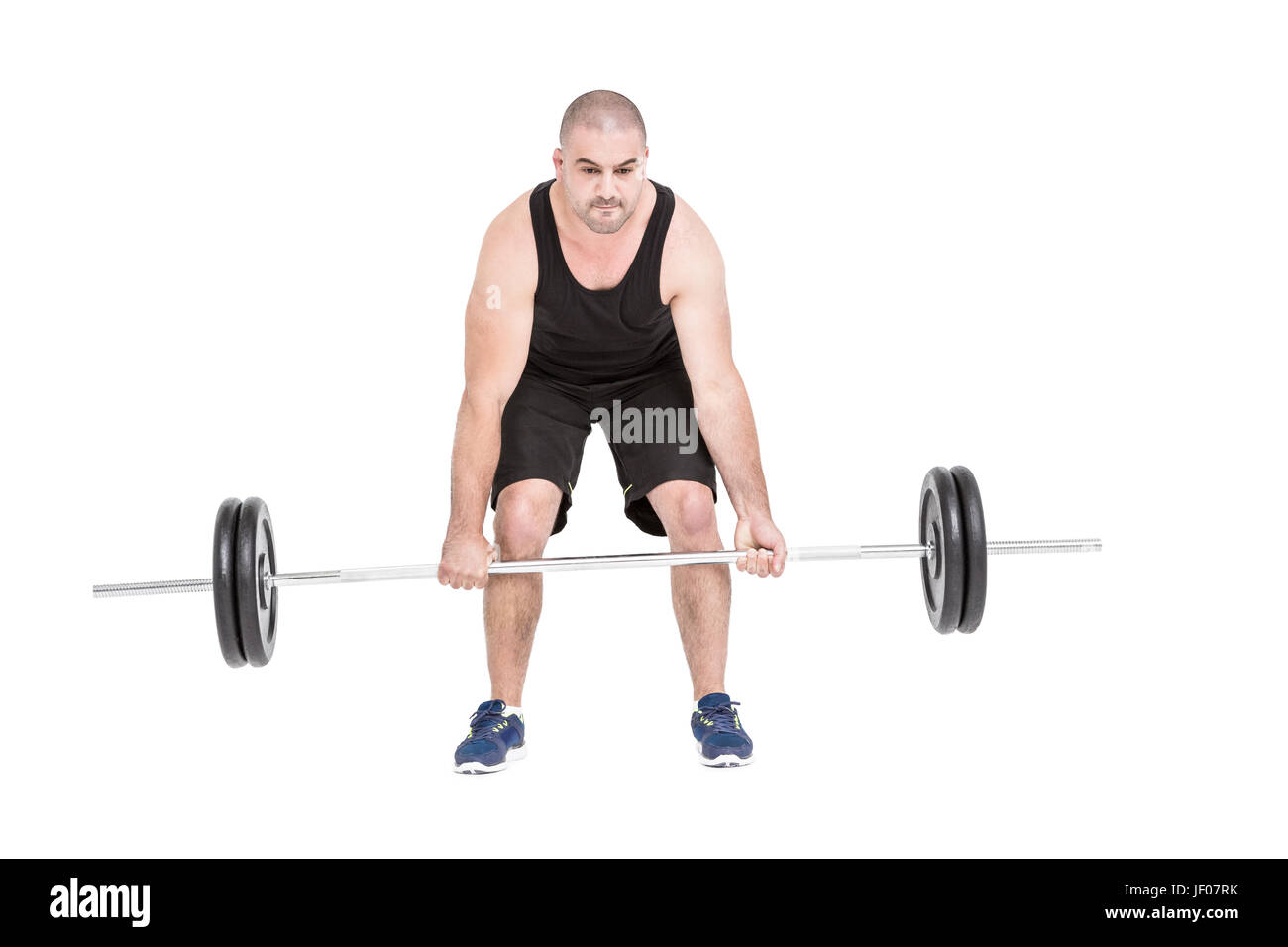 Bodybuilder lifting heavy barbell weights Stock Photo - Alamy