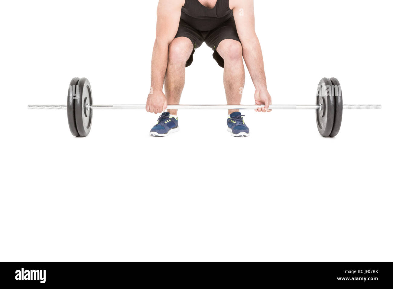 Bodybuilder lifting heavy barbell weights Stock Photo - Alamy