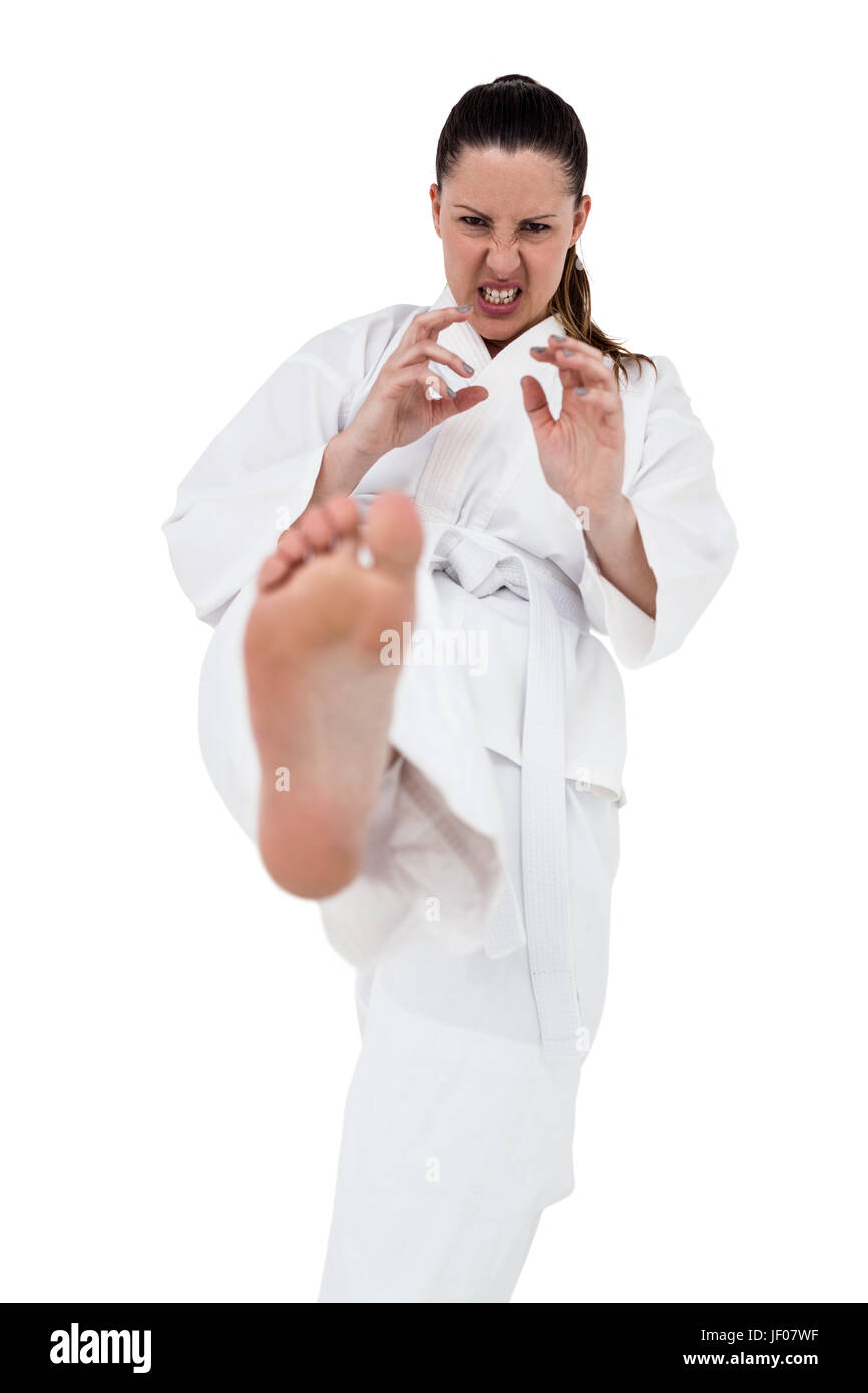 Fighter performing karate stance Stock Photo - Alamy